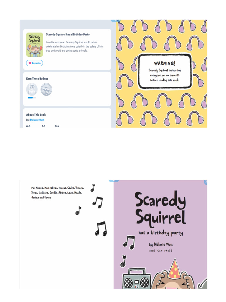 Scaredy Squirrel Has A Birthday Party | PDF