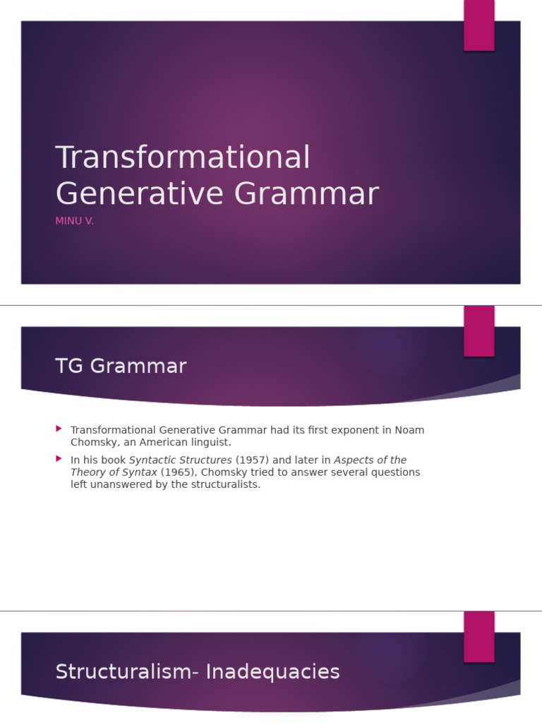 Transformational Generative Grammar | PDF | Linguistics | Grammar