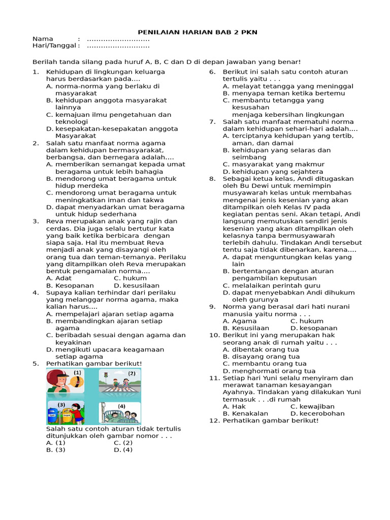 Penilaian Harian Bab 2 PKN | PDF