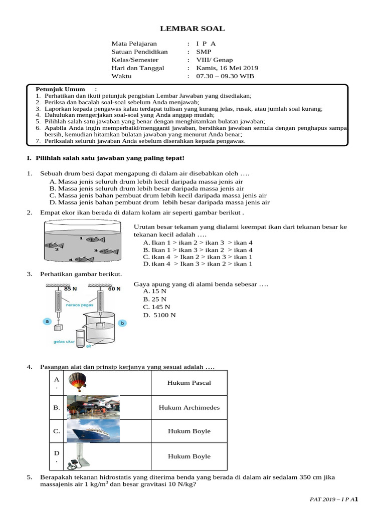 Soal Pat Ipa Kelas 8 Sem 2 | PDF