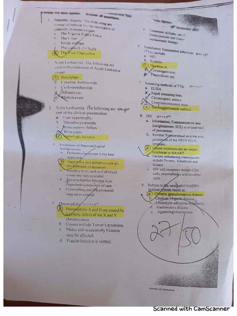 Hematology Test MCQ | PDF
