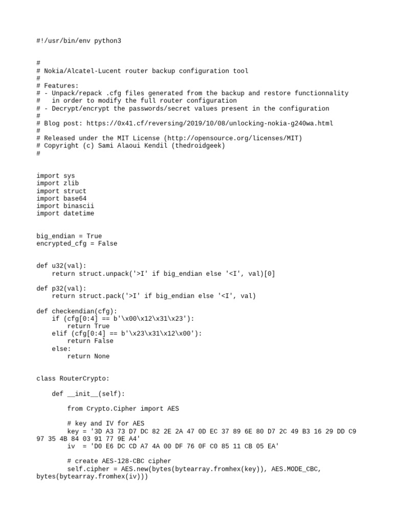 nokia-router-cfg-tool.py | PDF | Encryption | Computer Science