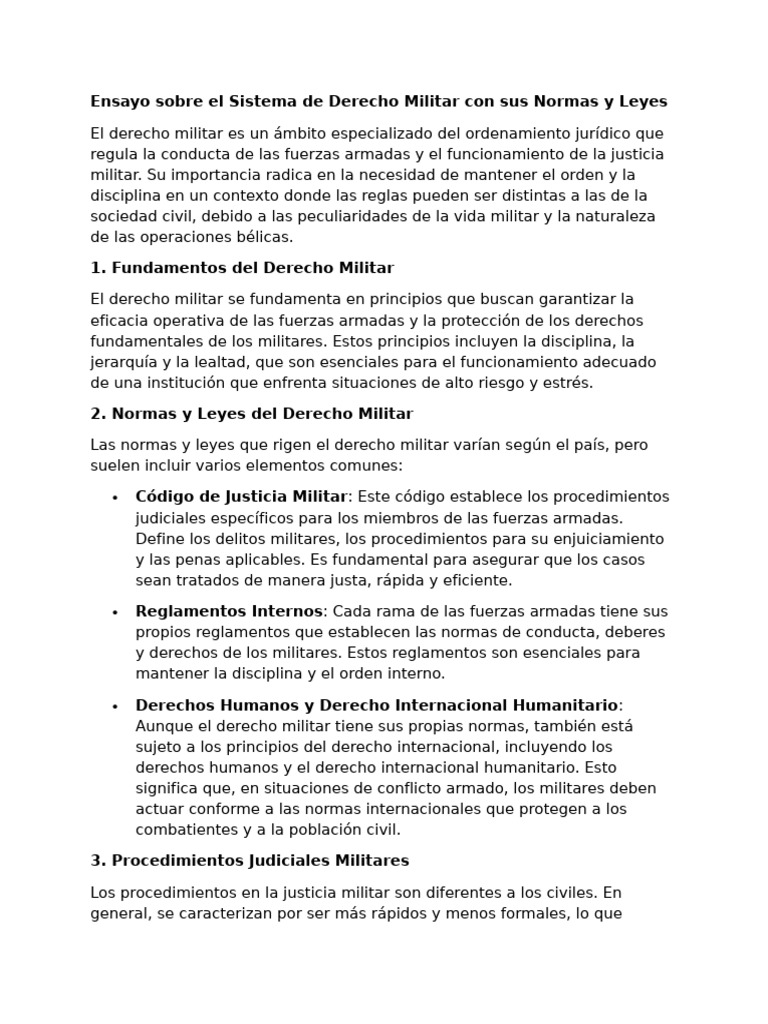 Derecho Militar | PDF | Disciplinas | Ley internacional