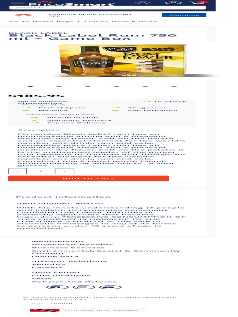 Black Label Rum 750 ML + Game Box Liquor, Beer & Wine Pricesmart ...