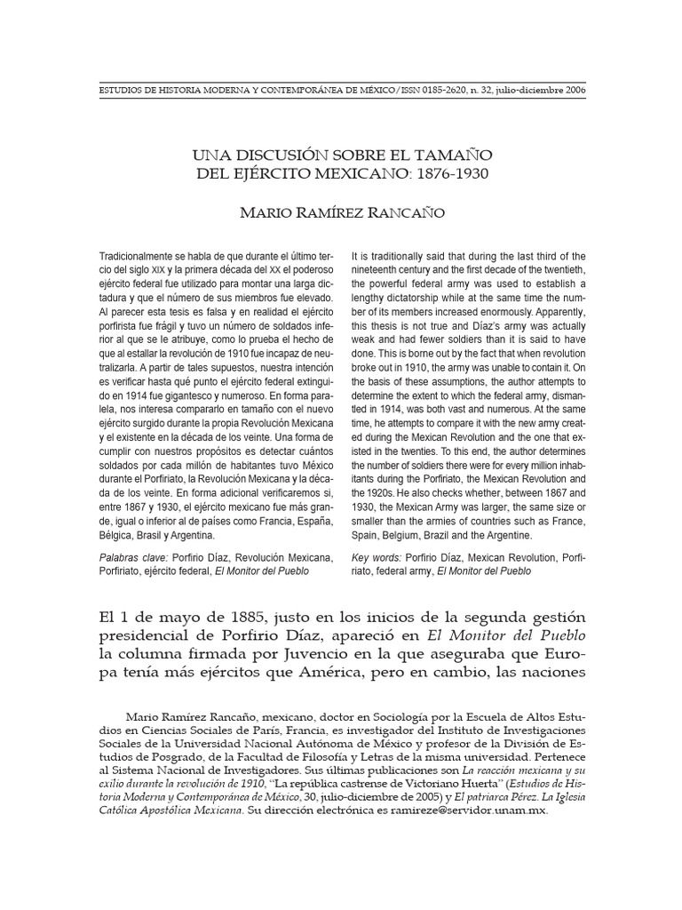 Mexican Army Size 1876-1930 - Rancano | PDF | México | revolución mejicana