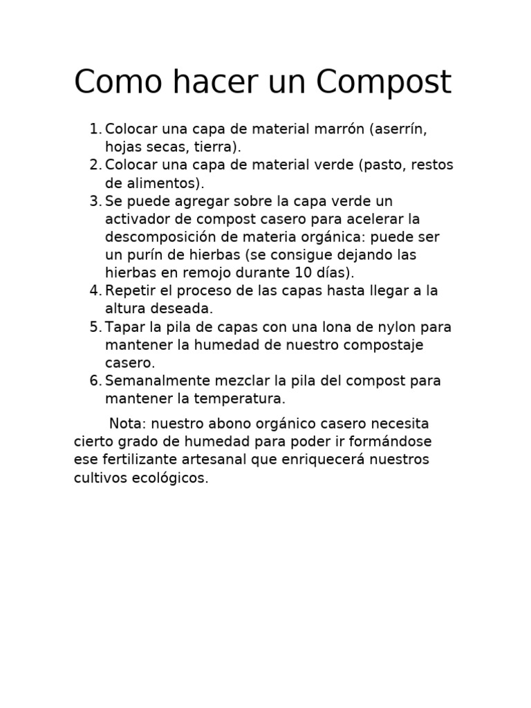 Como hacer un Compost | PDF