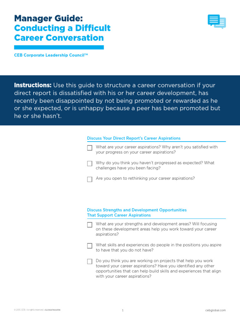 Career Conversation Guide for Managers | PDF | Cognition | Social ...