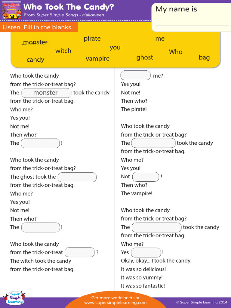 Who Took The Candy - Listening | PDF | Trick Or Treating | Observances