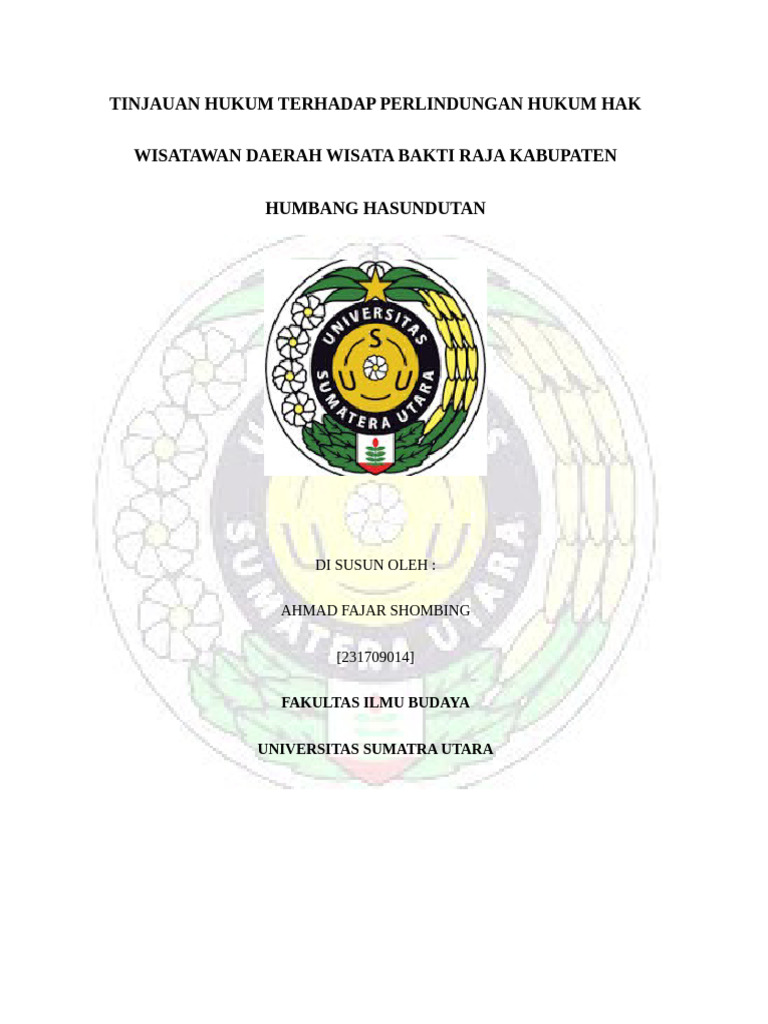 Tinjauan Hukum Terhadap Perlindungan Hukum Hak Wisatawan Daerah Wisata ...