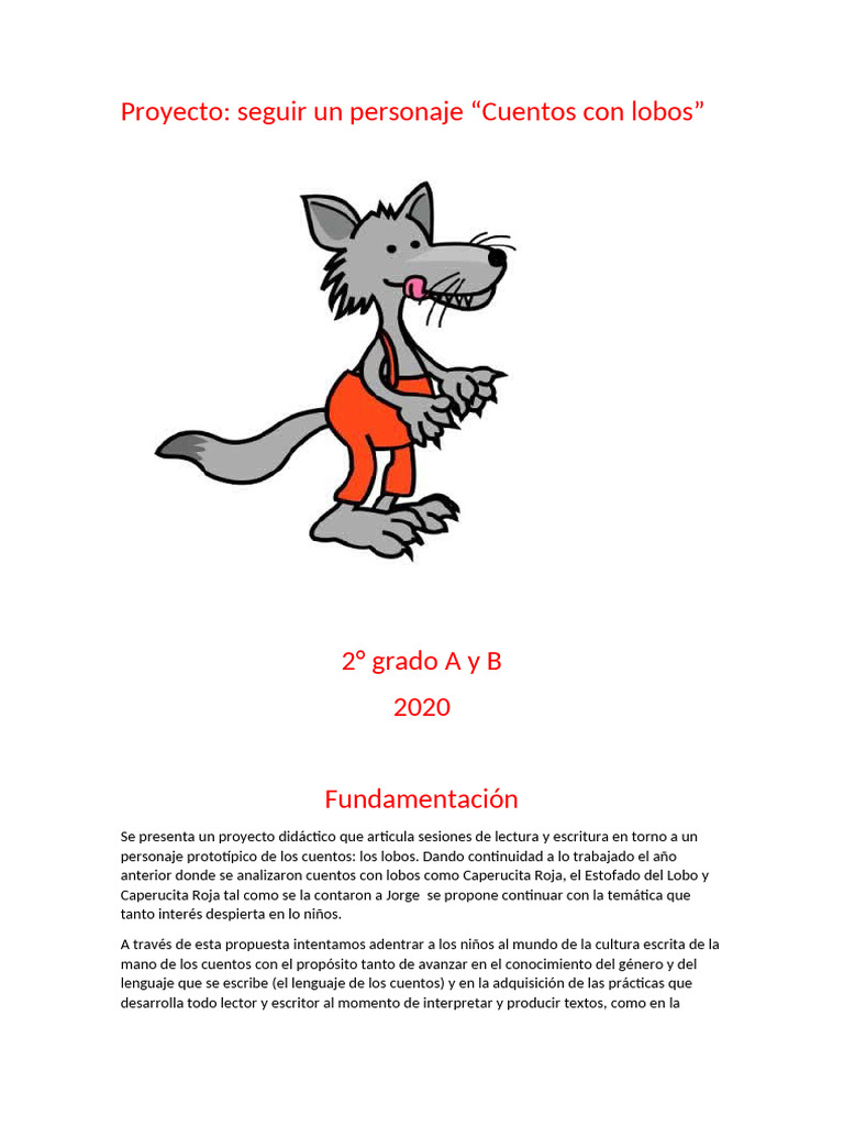 Proyecto CUENTO CON LOBOS | PDF | Puntuación | Escritura
