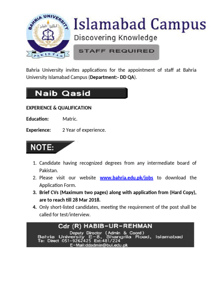 Naib Qasid Advertisement | PDF | Career & Growth | Business
