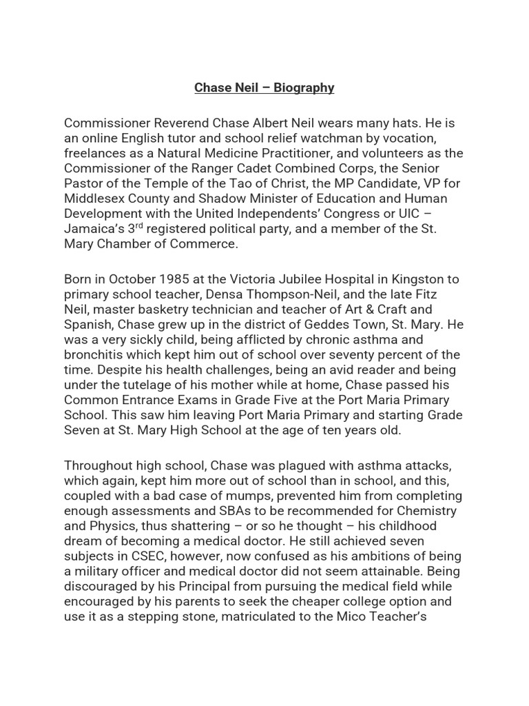 Chase Neil Biography | PDF | Naturopathy