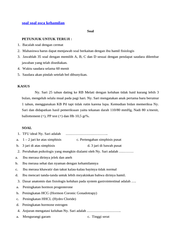 Soal Soal Osca Kehamilan | PDF