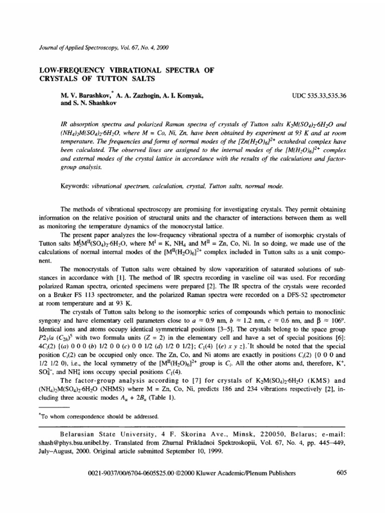 Tutton Salts IR SPECTRA | PDF | Infrared Spectroscopy | Spectroscopy