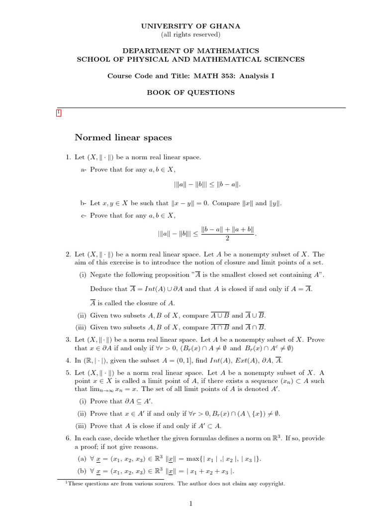 Bookof Questions 1 | PDF | Norm (Mathematics) | Sequence