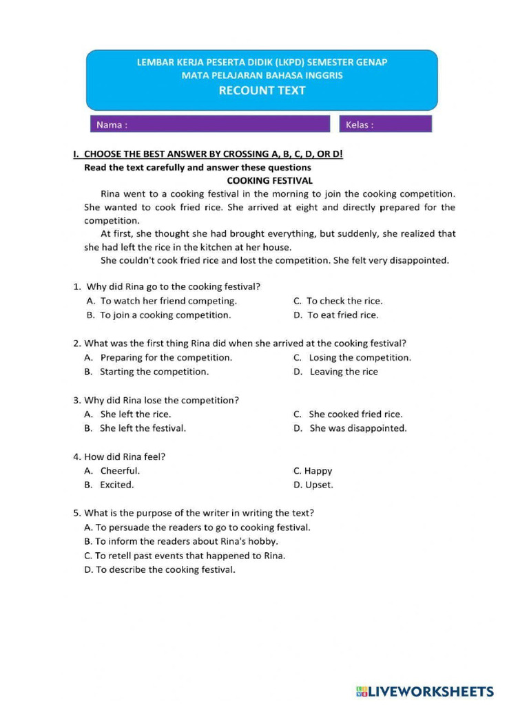 Recount Text Task | PDF