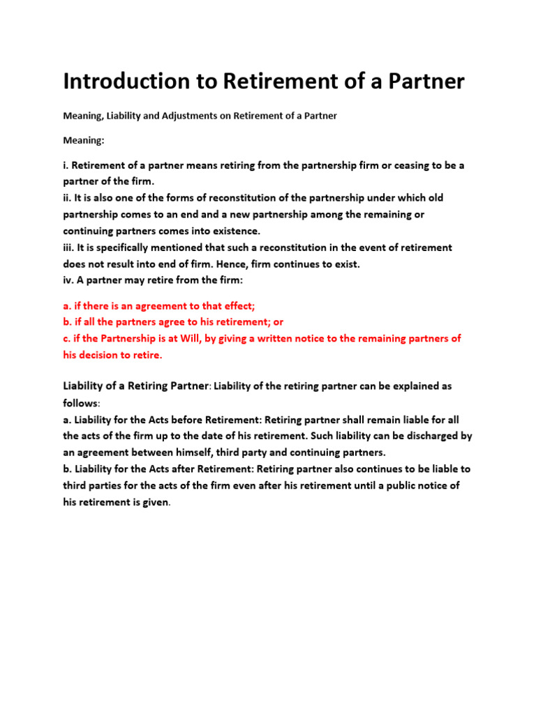 Retirement of Partner Complete | PDF | Goodwill (Accounting) | Debits ...