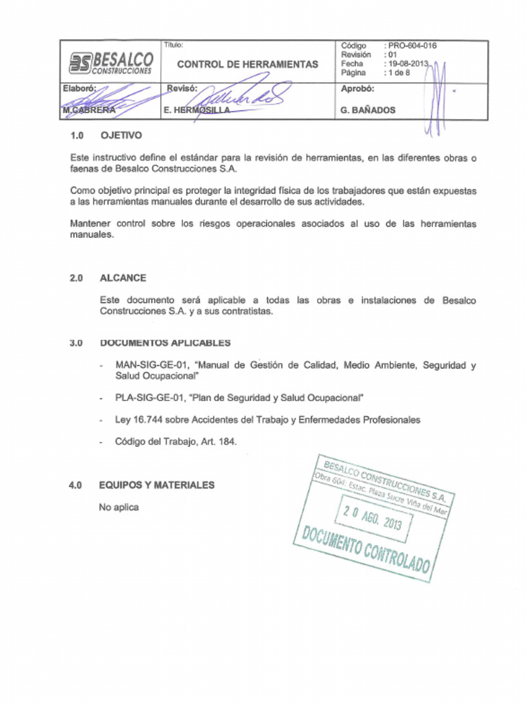 PRO-604-016 Control de Herramientas | PDF