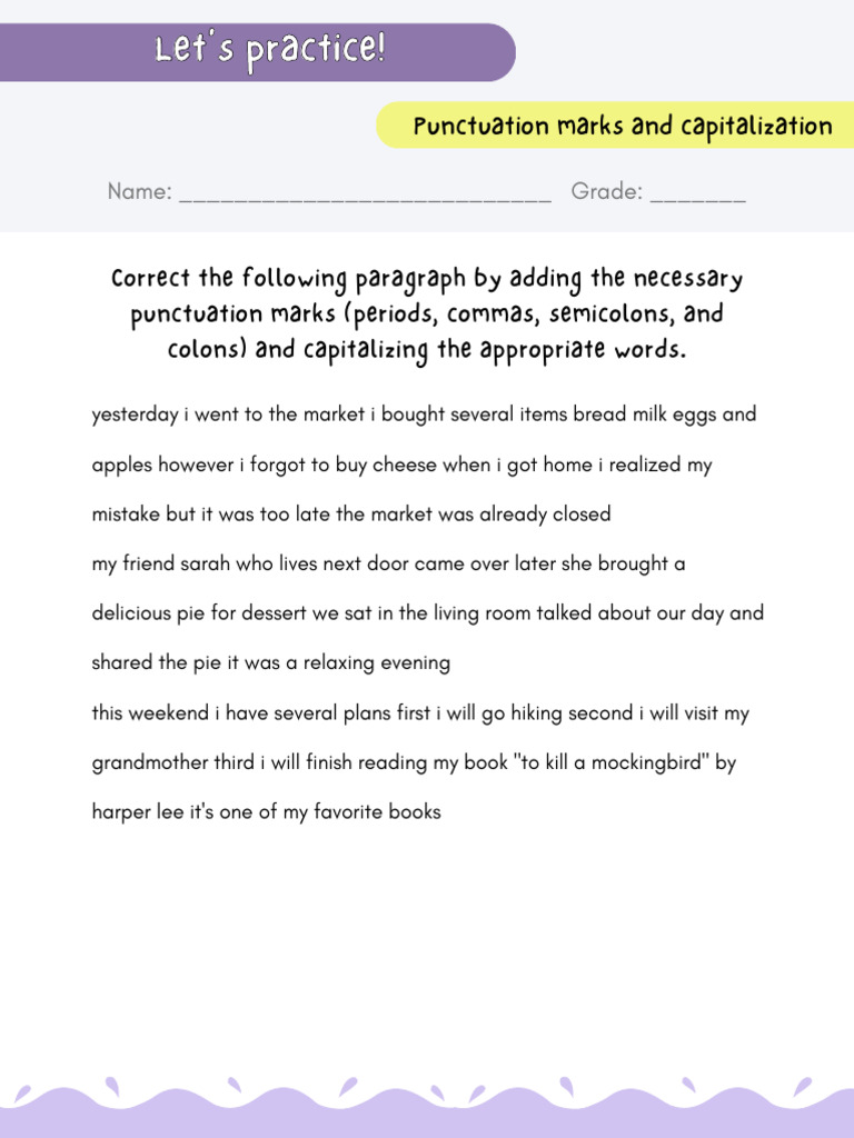 Punctuation Mark Exercise | PDF