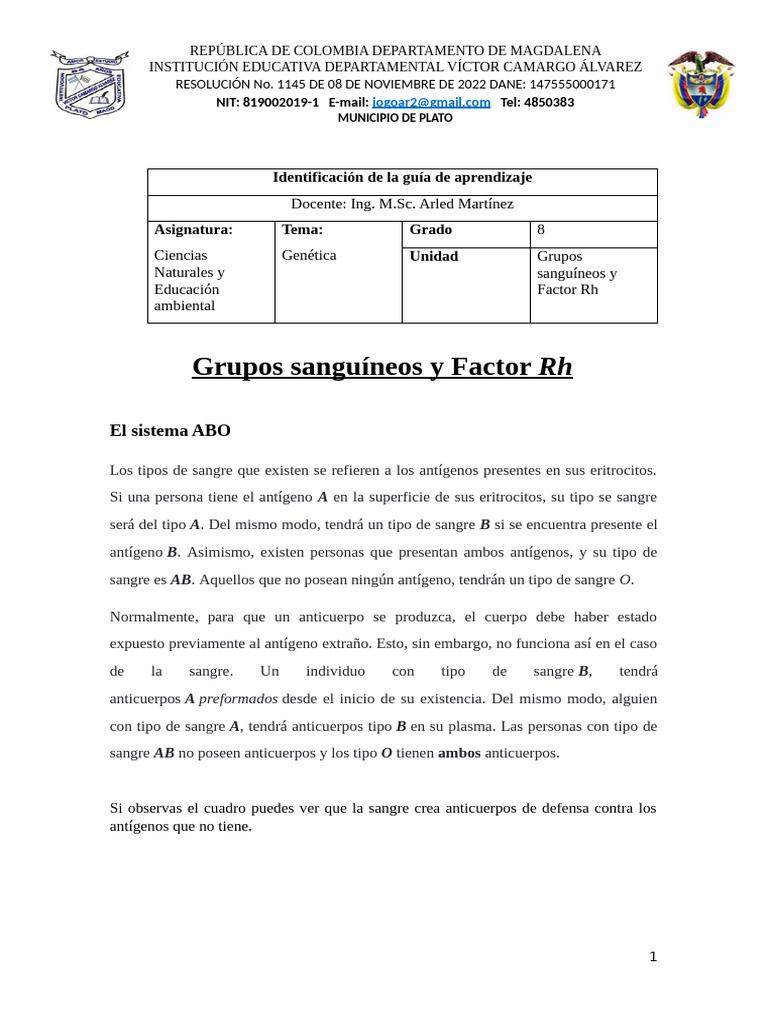 Clase 2 - Grupos Sanguineos y Factor RH | PDF | Tipo de sangre | Inmunología