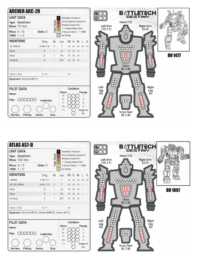 RS Battletech Destiny Cards 3025 Extended | PDF