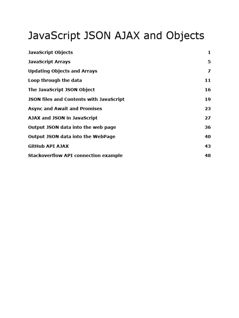 JavaScript JSON & AJAX Guide | PDF | Ajax (Programming) | Document Object Model