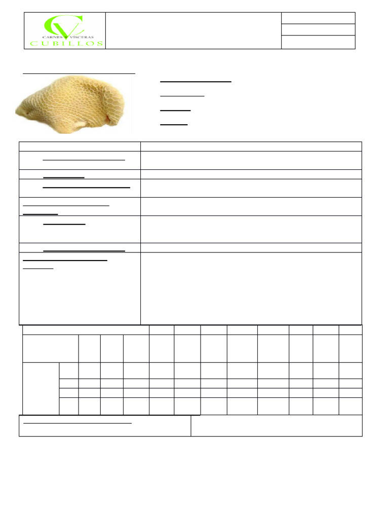 Ficha Tecnica CALLO MONDONGO | PDF | Carne | Química