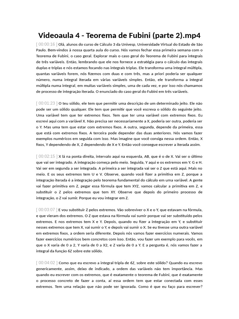 Teorema de Fubini: Integrais Triplas | PDF | Integrante | Linha (Geometria)
