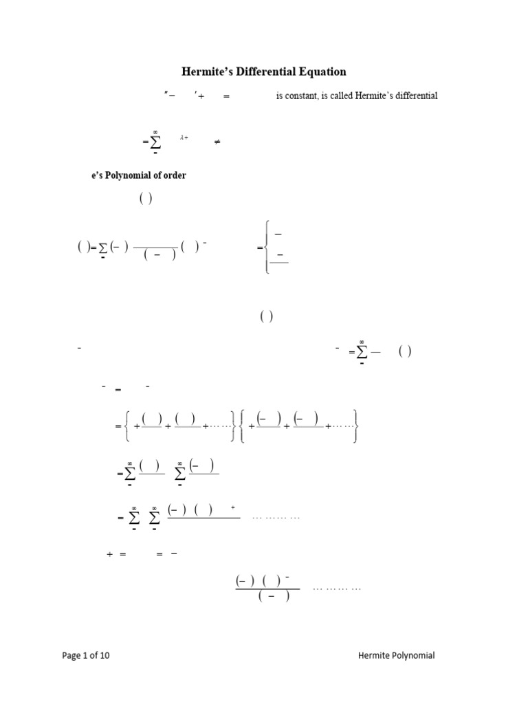 Hermite Polynomial | PDF | Equations | Complex Analysis