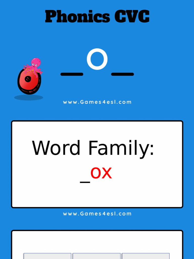Phonics CVC Letter O Word Family Ox Od Om | PDF | Language Arts ...