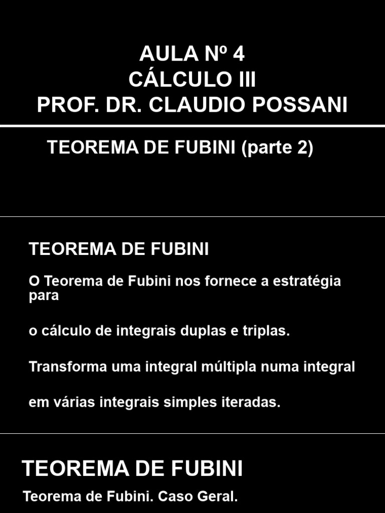 Teorema de Fubini: Integrais Duplas | PDF | Integrante | Objetos ...