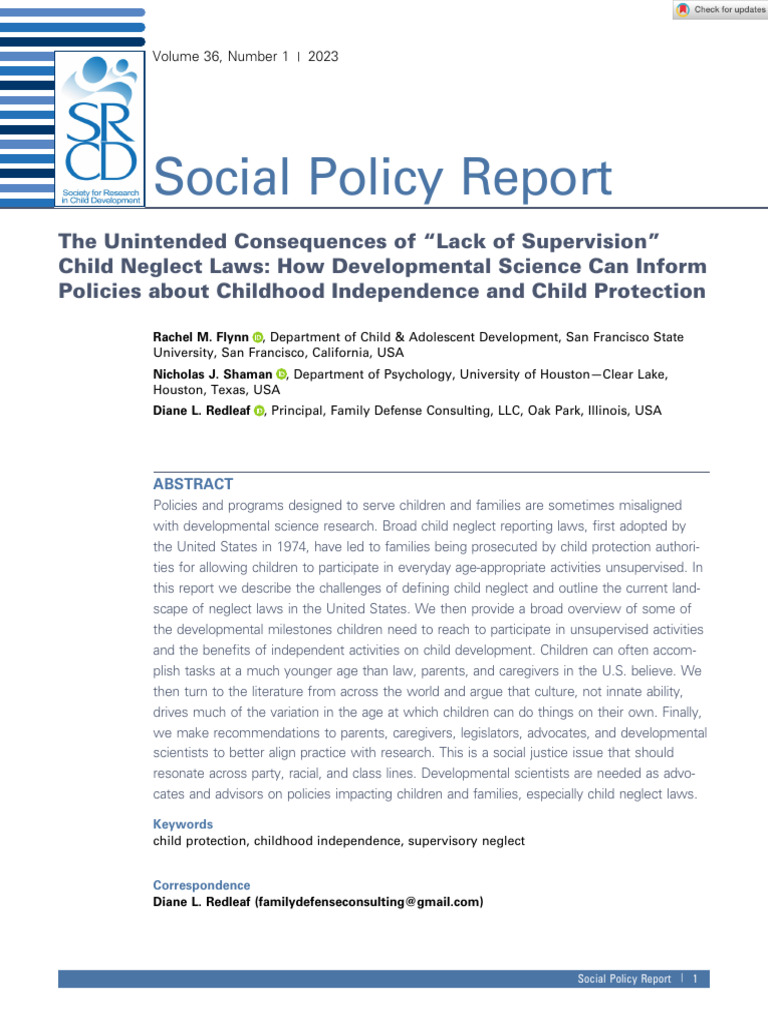 Flynn Et Al. - The Unintended Consequences of Lack of Supervision Laws ...