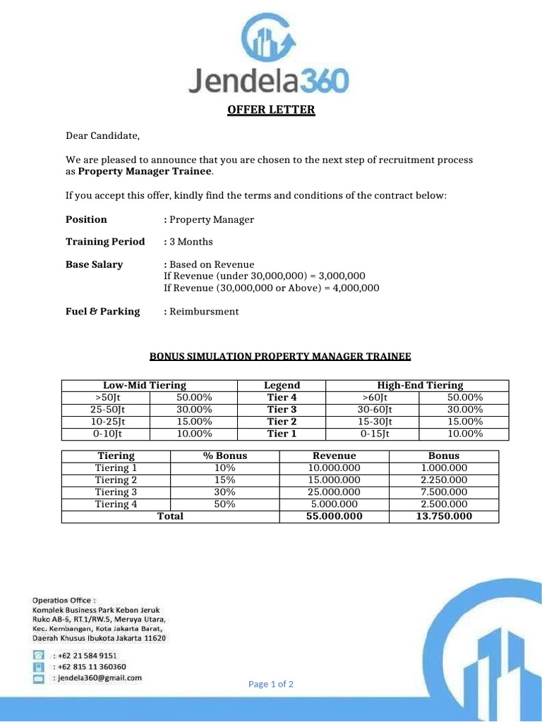 Offer Letter PM Trainee 2023 | PDF | Career & Growth | Business