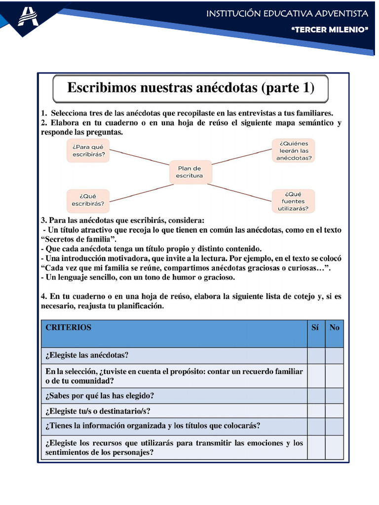 Ficha de Evaluación - Comunicación - Anécdotas | PDF