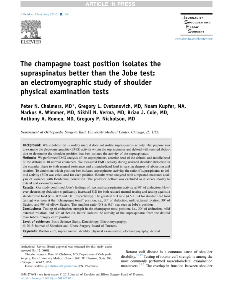 The Champagne Toast Position Isolates The | PDF | Shoulder | Anatomical ...