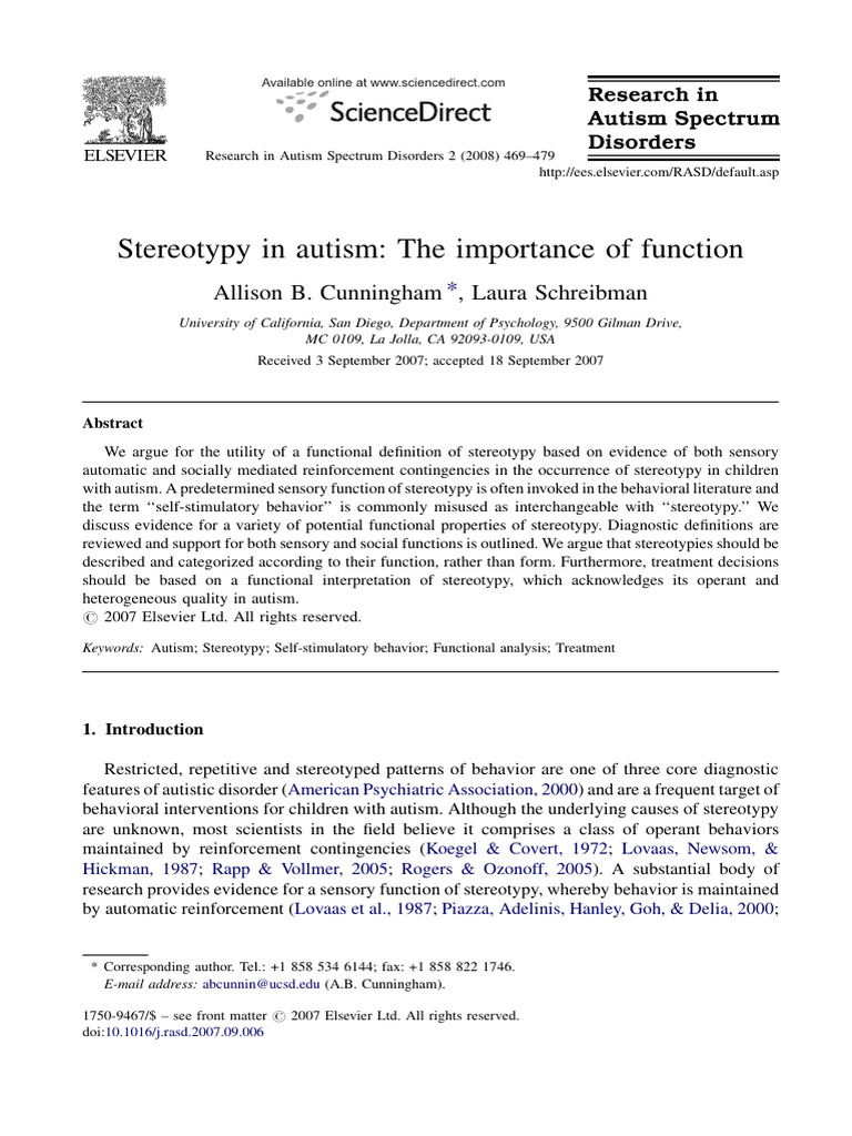Cunningham 2008 | PDF | Reinforcement | Autism Spectrum