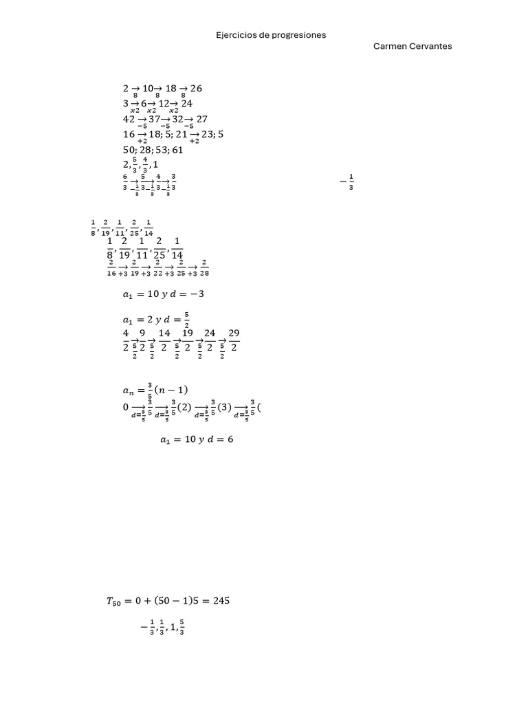 Ejercicios de Progresiones | PDF