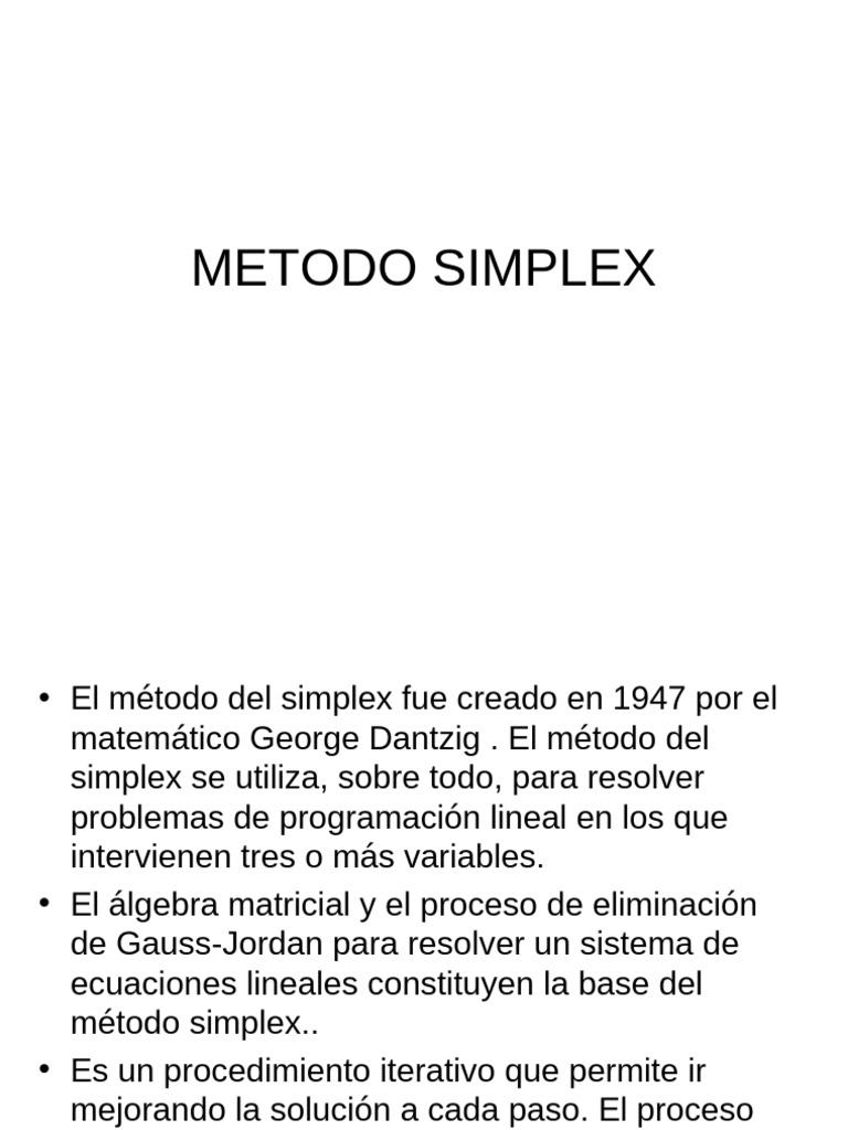 Metodo Simplex | PDF | Matemáticas | Matemáticas Aplicadas