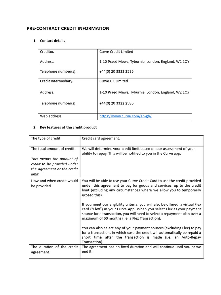 Pre Contract Credit Information | PDF | Interest | Credit