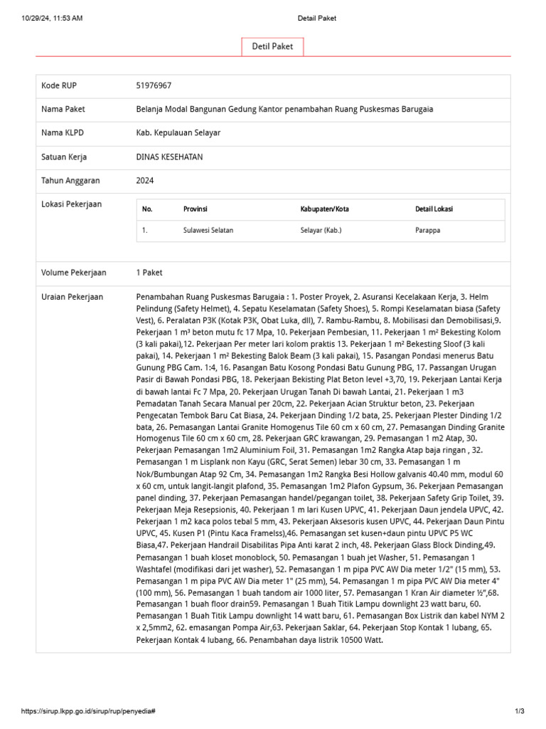 RUP - Penyedia Pembangunan Puskesmas Pasilambena | PDF | Griya & Taman