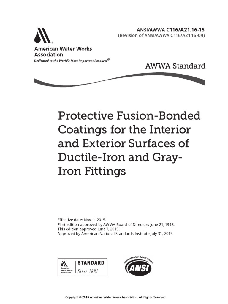 ANSI AWWA C116 A21.16-15 - Protective Fusion-Bonded Coatings For The ...
