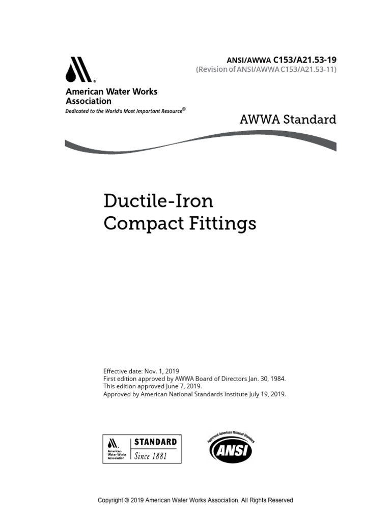 ANSI AWWA C153 A21.53-19 - Ductile-Iron Compact Fittings | PDF | Pipe ...