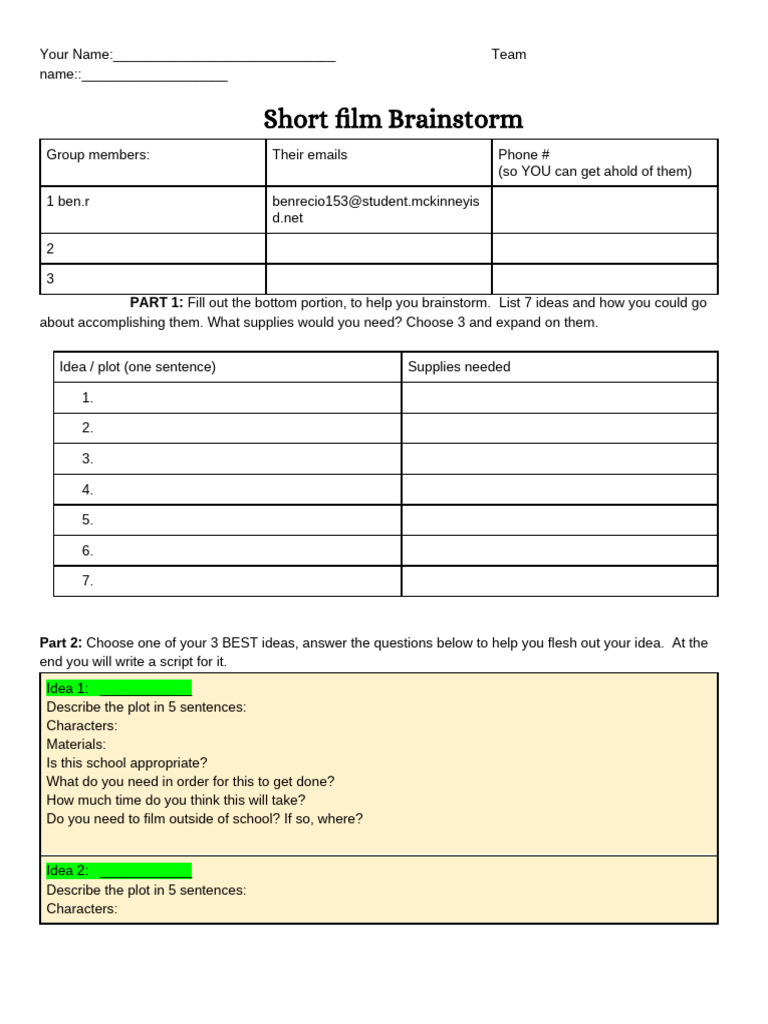 Ben Recio Brainstorm | PDF