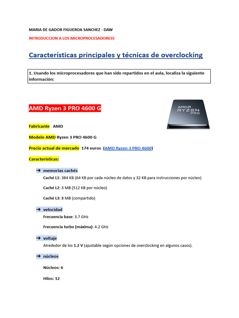 Introduccion A Los Microprocesadores - MARIA de GADOR FIGUEROA SANCHEZ - DAW | PDF ...