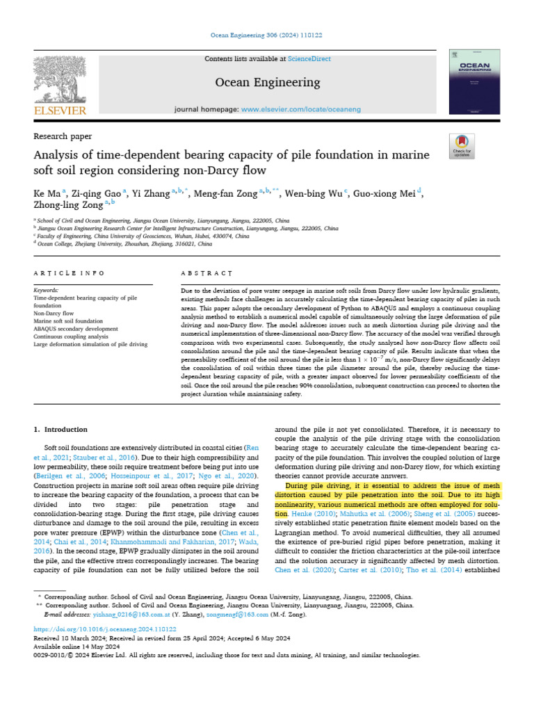 7.Analysis of Time-Dependent Bearing Capacity of Pile Foundation in ... 7.Analysis of Time-Dependent Bearing Capacity of Pile Foundation in ...