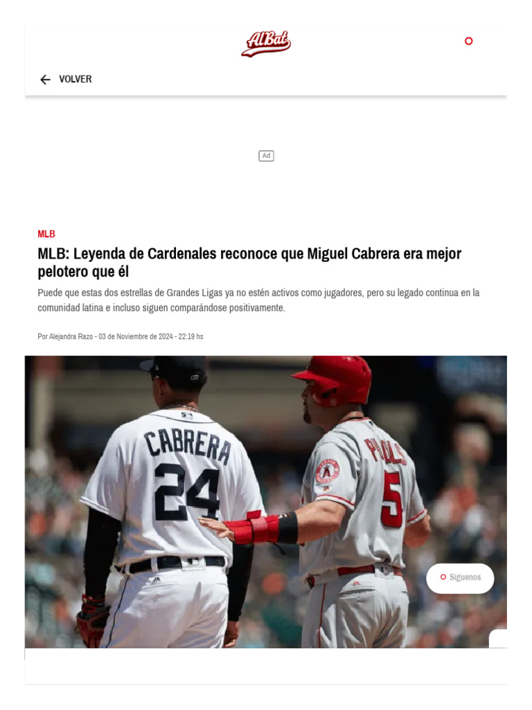 MLB - Leyenda de Cardenales Reconoce Que Miguel Cabrera Era Mejor Pelotero Que Él | PDF | Liga ...