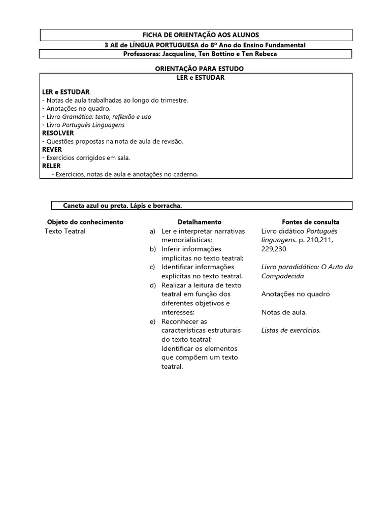 FOA LP_3AE_8 ANO_2024_ | PDF | Livros | Linguística