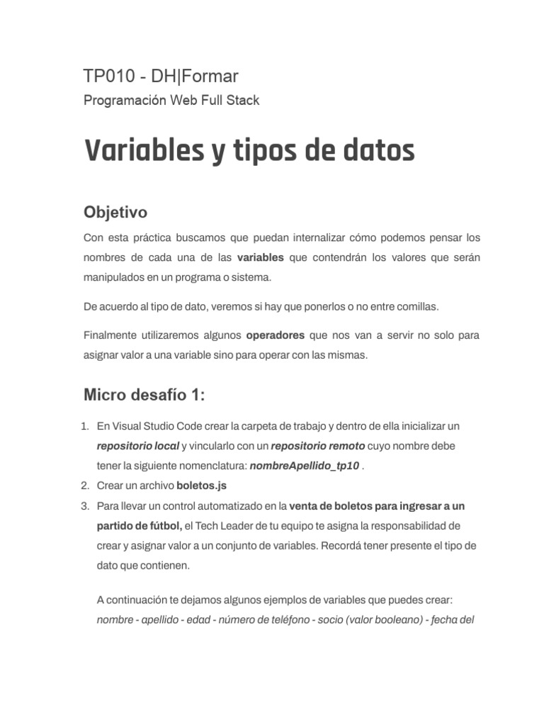 tp_10 - Variables y tipos de datos | PDF | Variable (informática) | Archivo de computadora
