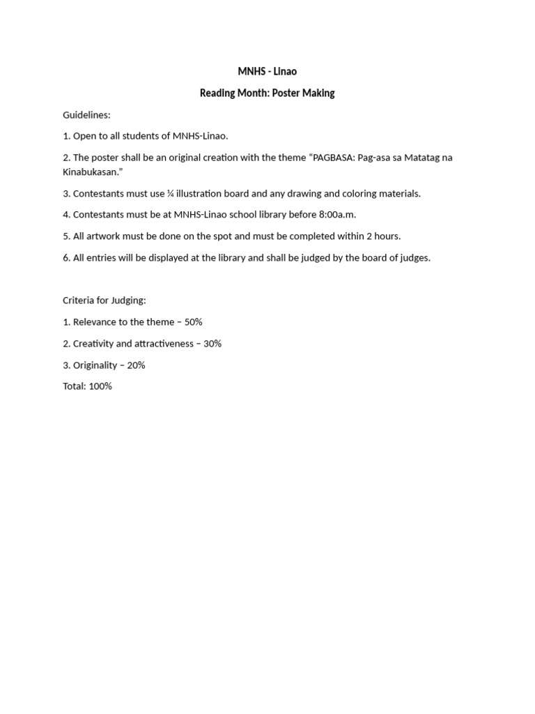 Poster Making Criteria for Judging | PDF