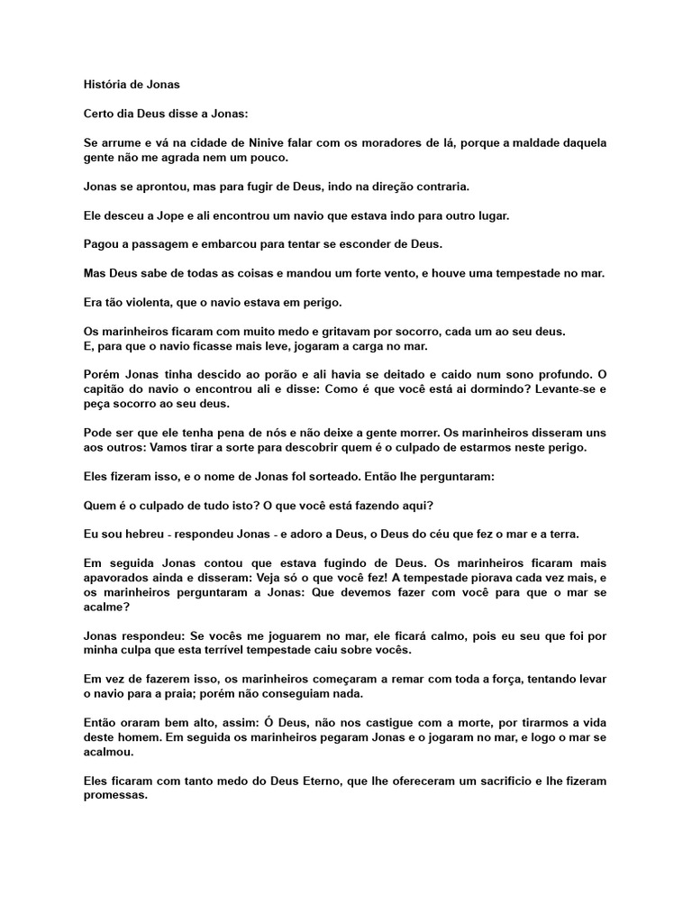 01 - História de Jonas em PDF | PDF | Jonas